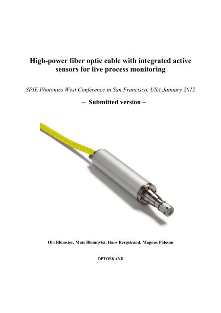 High-power fiber optic cable with integrated active ... - Optoskand