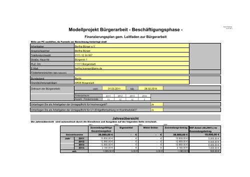 Muster Finanzierungsplan (PDF) - Modellvorhaben BÃ¼rger(in)arbeit
