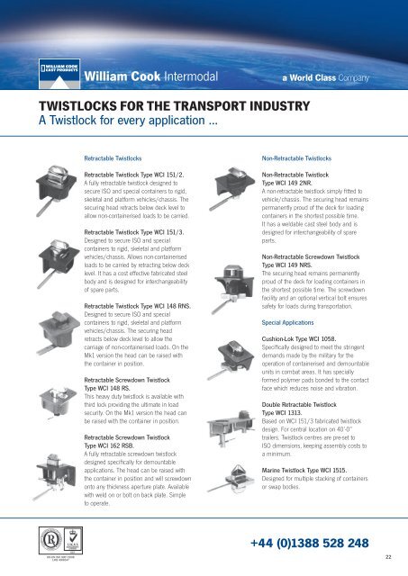 +44 (0) - William Cook Cast Products