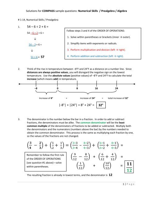 Numerical Skills/Pre-Algebra Solutions