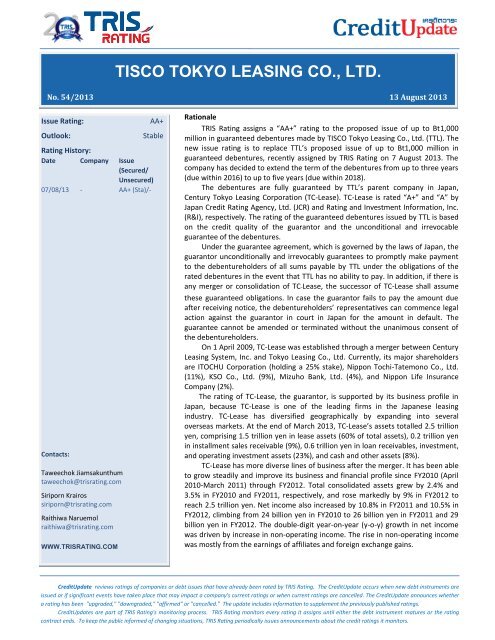 TISCO TOKYO LEASING CO., LTD.