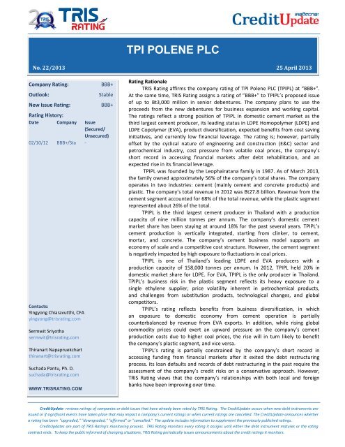 TPI POLENE PLC THAI AIRWAYS INTERNATIONAL PLC
