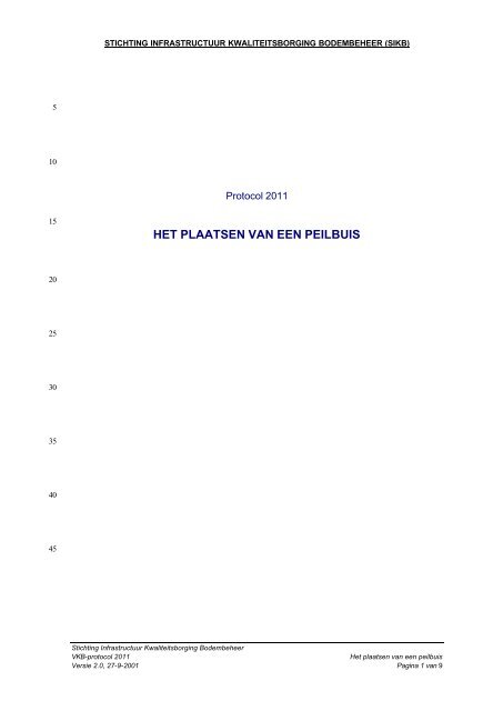 HET PLAATSEN VAN EEN PEILBUIS - SIKB