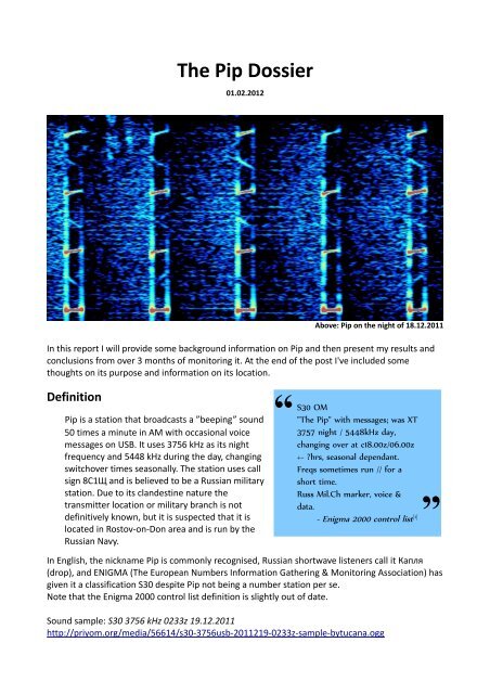 The Pip Dossier - Numbers & Oddities