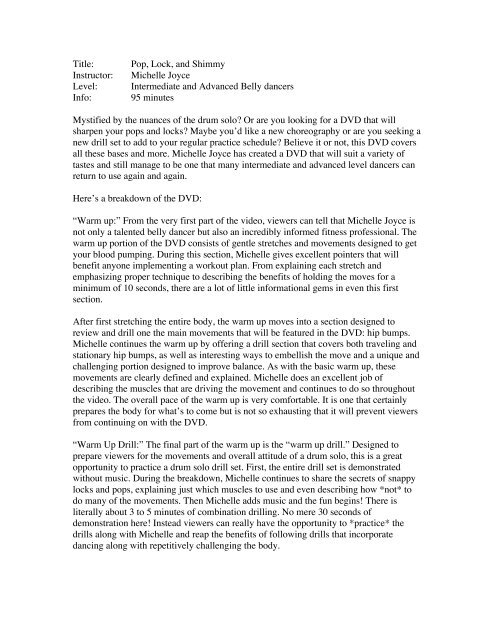 Pop Lock and Shimmy by Michelle Joyce - ShimmyBOOM