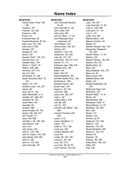 MCINTOSH Fannie Owen "Oni
