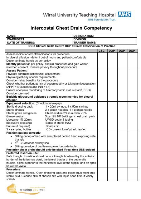 Intercostal Chest Drain Competency