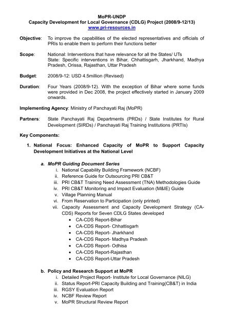 Note on Capacity Development for Local Governance (CDLG