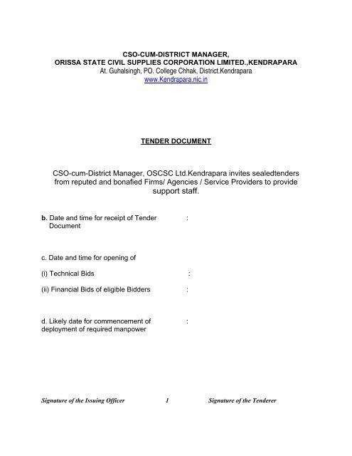 Tender - Kendrapara