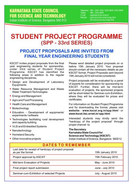 format for student project proposal - Karnataka State Council for ...