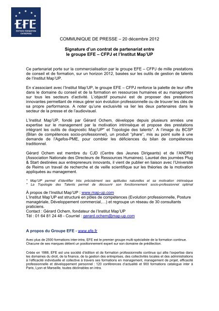 Contrat de partenariat groupe EFE-CFPJ et l'Institut Map'UP
