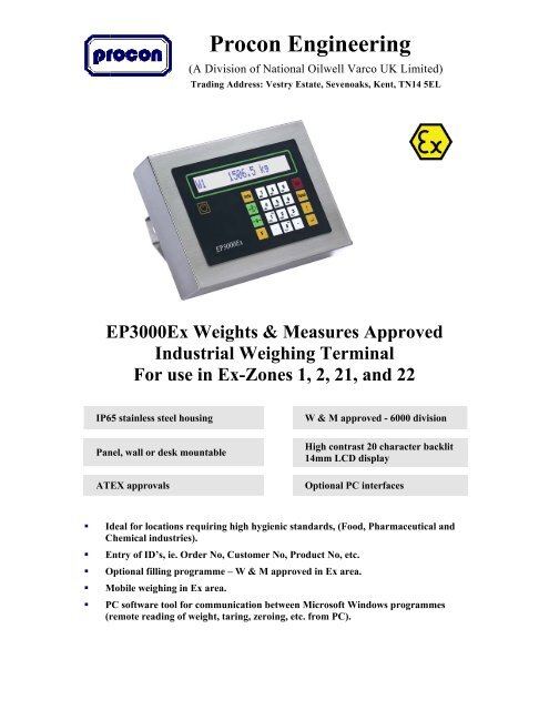 EP3000Ex Brochure - Procon Engineering