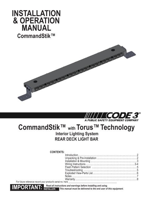 CommandStik Installation Guide - Code 3 Public Safety Equipment