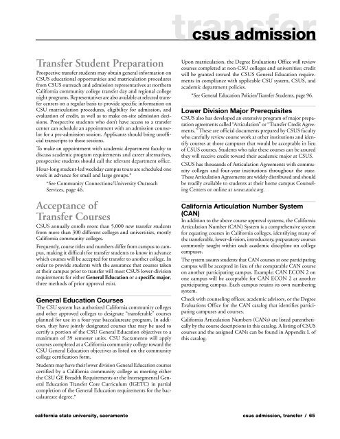 CSUS Admission - Transfer - California State University, Sacramento