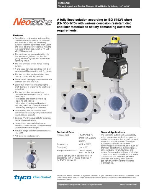 A fully lined solution according to ISO 5752/5 short (EN 558 ... - Pentair