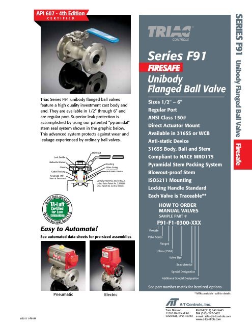 Triac Controls Series F91 ANSI 150 Manual Ball Valve - RM Headlee