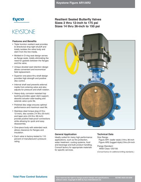 Keystone Figure AR1 & AR2 Butterfly Valve - RM Headlee