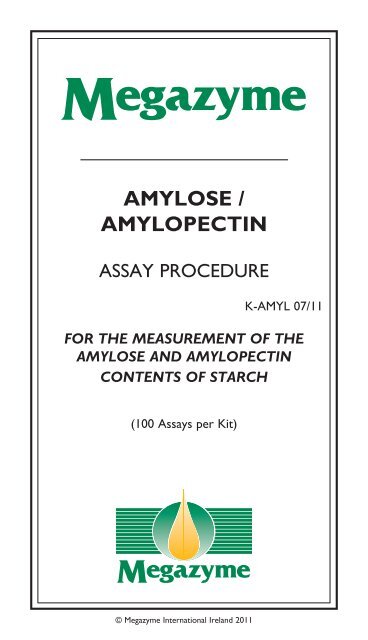 AMYLOSE / AMYLOPECTIN - Megazyme