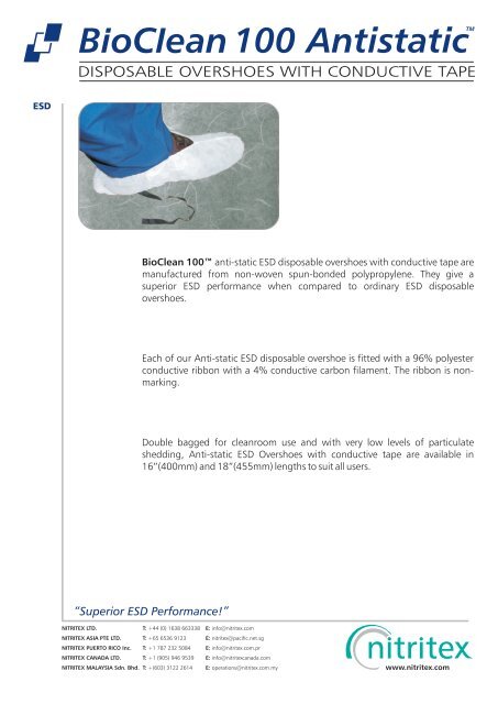 Bioclean 100 ESD Overshoes Product Data Sheet ... - AM Instruments