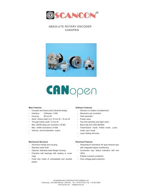 ABSOLUTE ROTARY ENCODER CANOPEN - Scancon