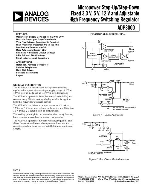 ADP3000 Micropower Step-Up/Step-Down Fixed 3.3V, 5V, 12V and ...