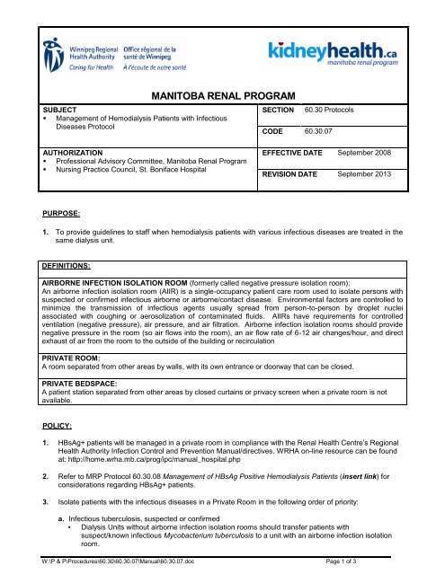 60.30.07 Management of Hemodialysis Patients ... - Kidney Health