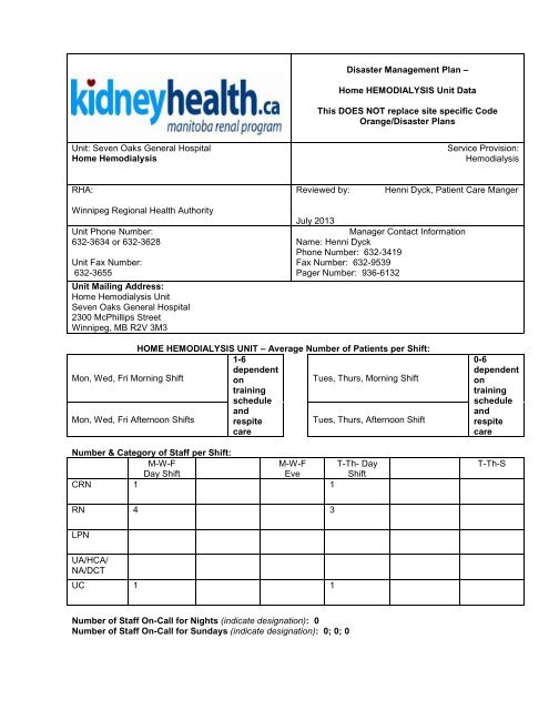 Seven Oaks General Hospital - Kidney Health