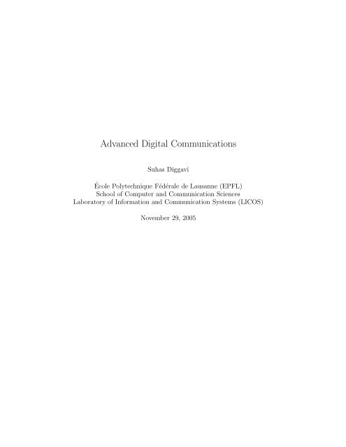 Advanced Digital Communications - licos - EPFL