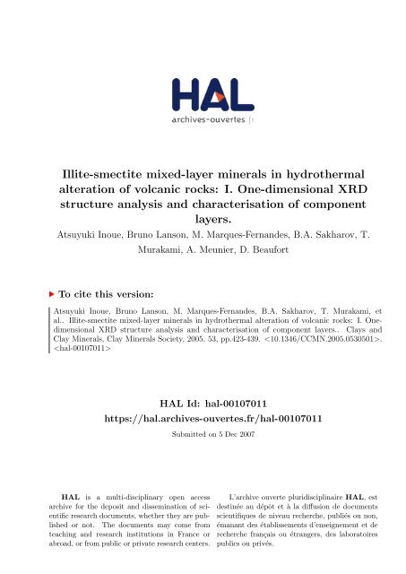 ILLITE-SMECTITE MIXED-LAYER MINERALS IN HYDROTHERMAL ...