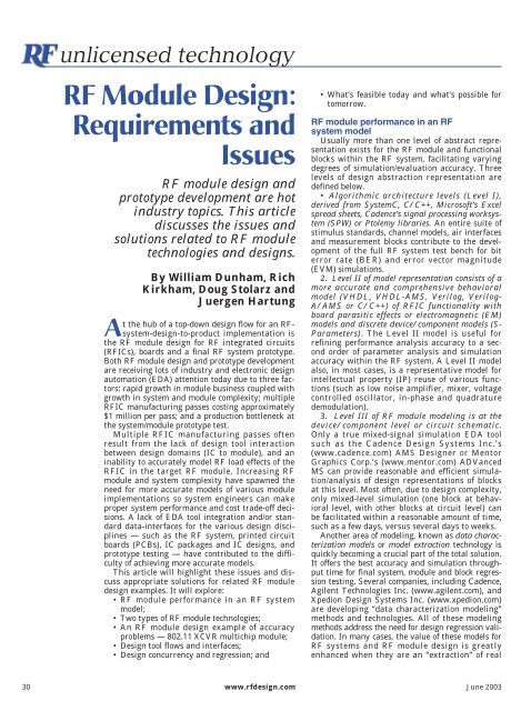 RF Module Design: Requirements and Issues