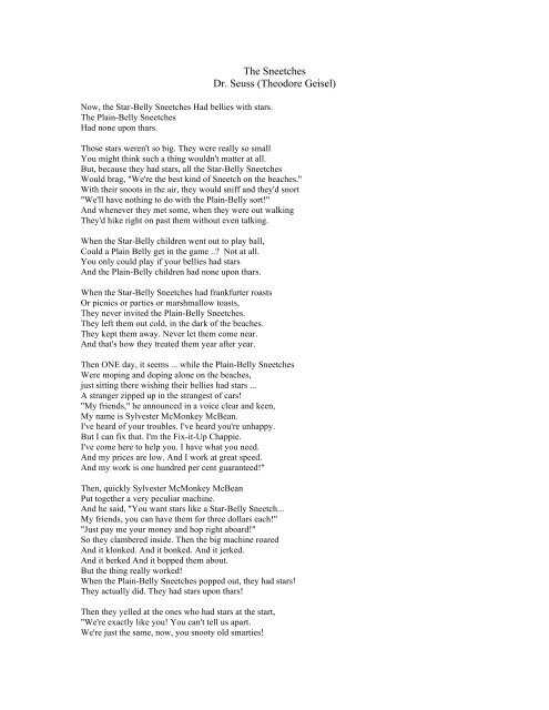 The Sneetches Dr. Seuss (Theodore Geisel)