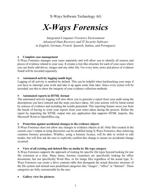 X-Ways Forensics - X-Ways Software Technology AG X-Ways Forensics - X-Ways Software Technology AG
