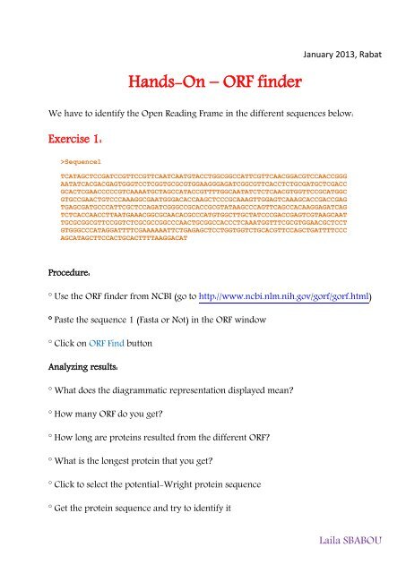 Hands-On â ORF finder