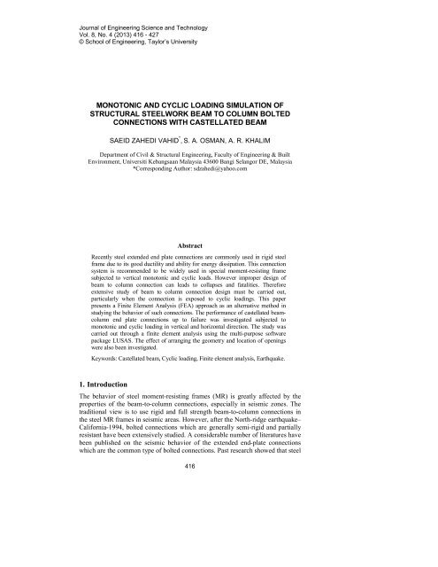 Monotonic And Cyclic Loading Simulation Of Structural Jestec