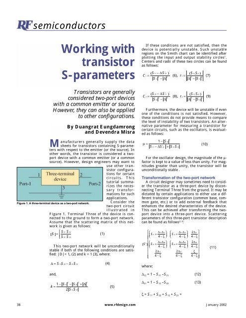 Working with transistor S-parameters
