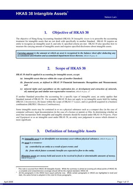 HKAS 38 Intangible Assets