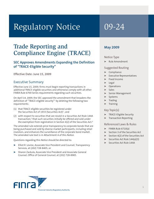 Regulatory Notice 09-24 - finra