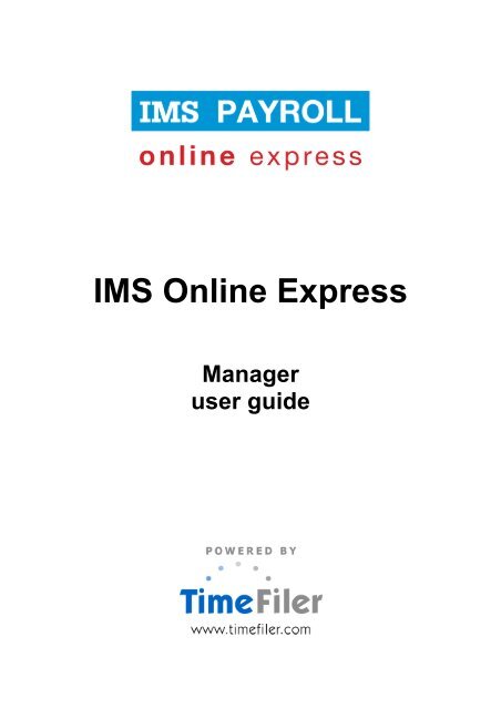 IMS Online Express - manager guide - IMS Payroll