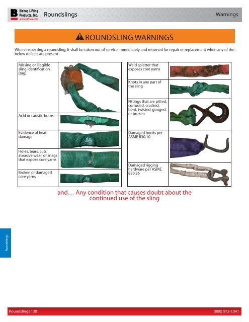inspection tips and warning signs for roundslings.