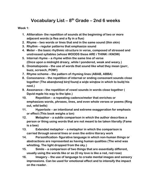 8th Grade Vocabulary Words