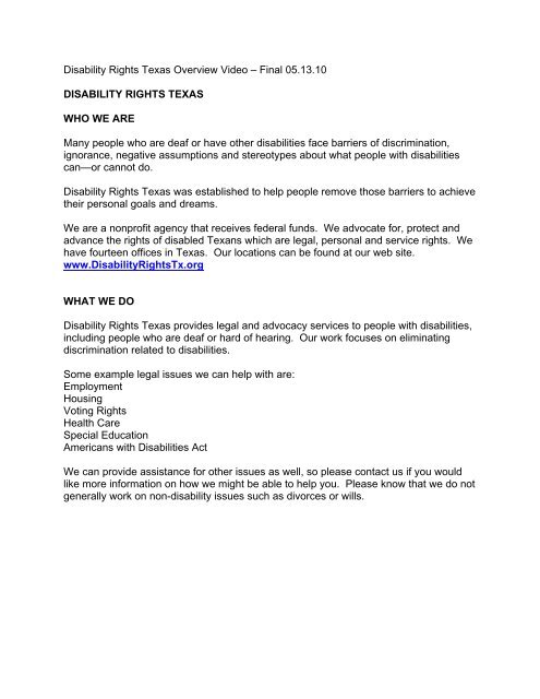 An Overview of Disability Rights Texas