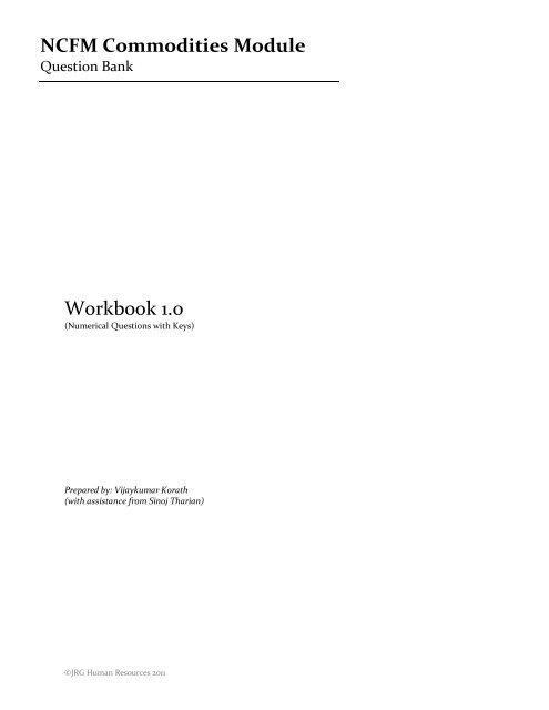 Workbook 1.0 NCFM Commodities Module