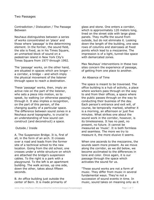 Two Passages - Max Neuhaus