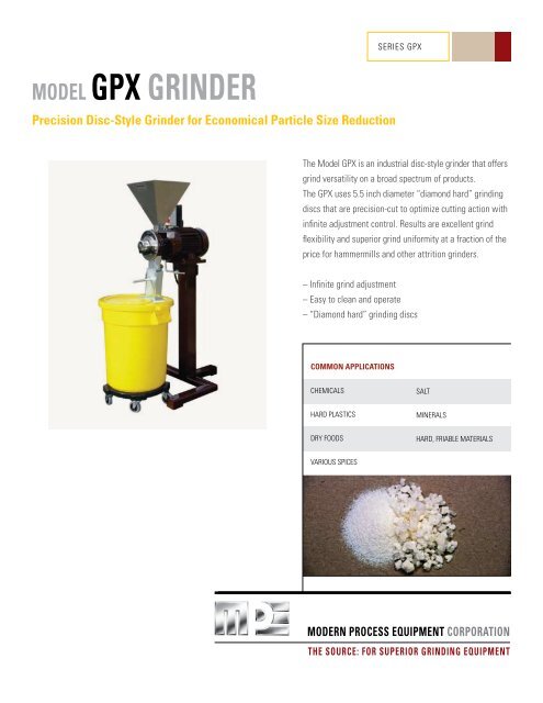 Model GPX Grinder - Modern Process Equipment