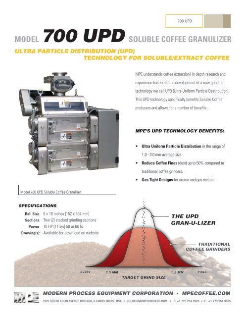 model 700 upd soluble coffee granulizer - Modern Process Equipment
