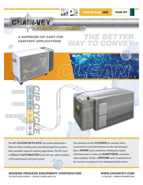 Chain-Vey CIP Cart Data Sheet - Modern Process Equipment