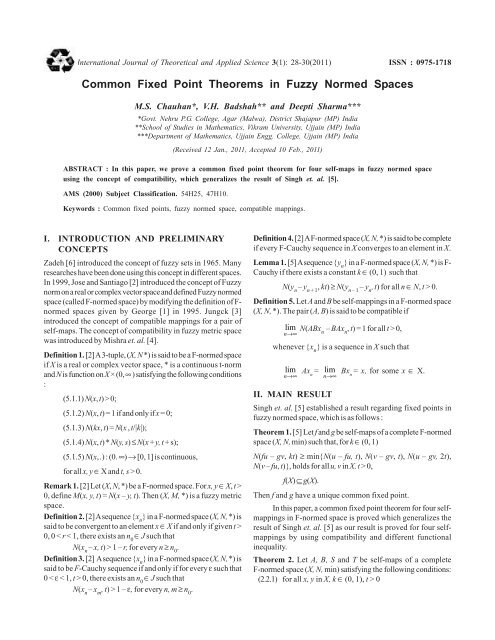Common Fixed Point Theorems In Fuzzy Normed Spaces Ms