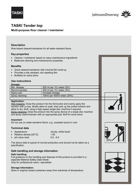 TASKI Tender top - Western Hygiene