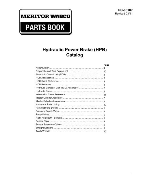 Hydraulic Power Brake (HPB) Catalog - Meritor WABCO
