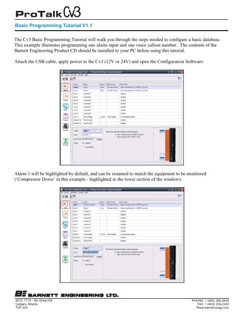 Cv3 Basic Programming Tutorial V1.1 - Barnett Engineering Ltd